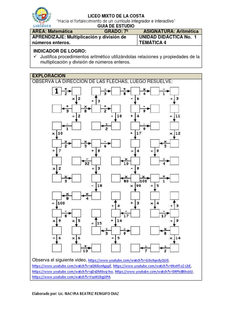 GUIA DE APRENDIZAJE - 7o ARITMÉTICA #1 | PDF