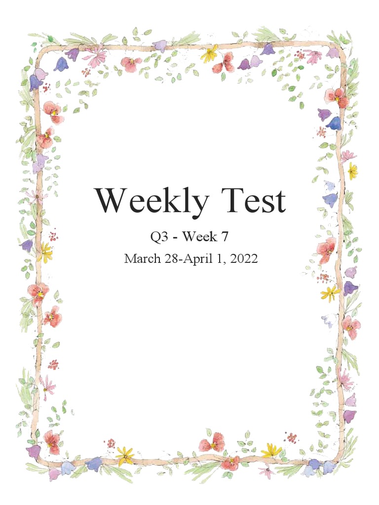 Weekly Test Cover | PDF