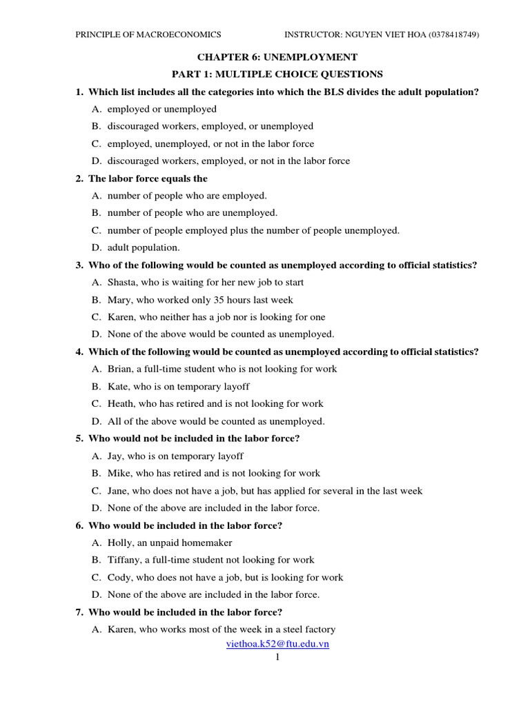 Homework Chapter 6 | PDF | Unemployment | Labour Economics