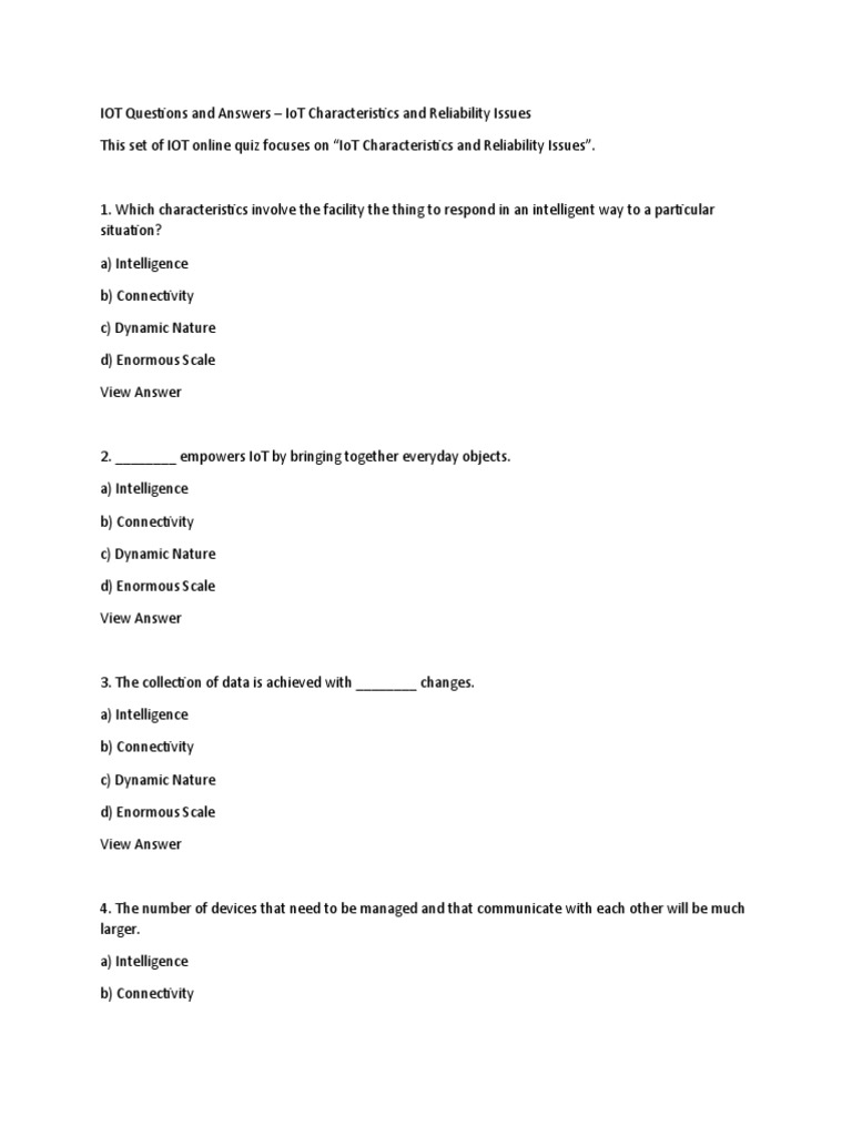 IOT Questions and Answers - Solution | PDF | Computer Network ... IOT Questions and Answers - Solution | PDF | Computer Network ...