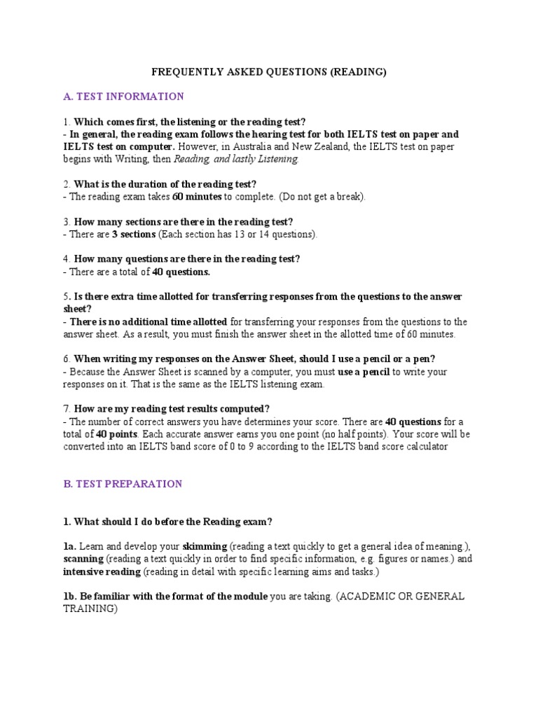 Frequently Asked Questions (Reading) | PDF | Speed Reading | Obsessive ...