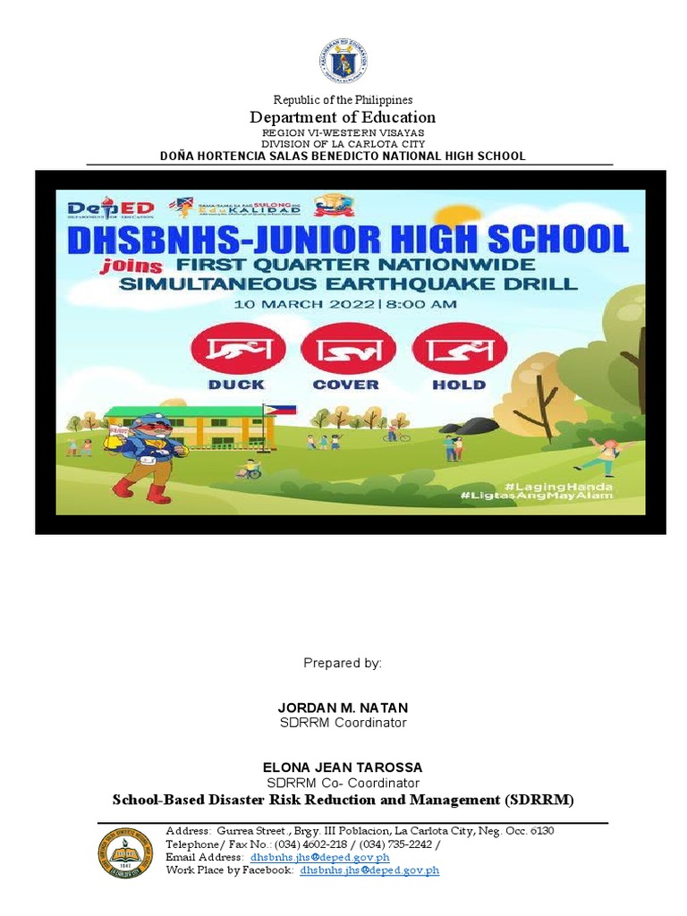 DHSBNHS-JHS-Narrative-Report-Q1-NSED-March 10, 2022 | PDF | Emergency ...