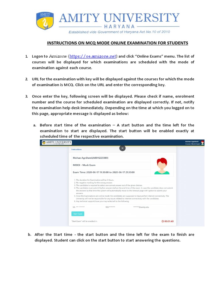 Instructions For MCQ Based Exam For AUH Students | PDF | Computing | Information Age