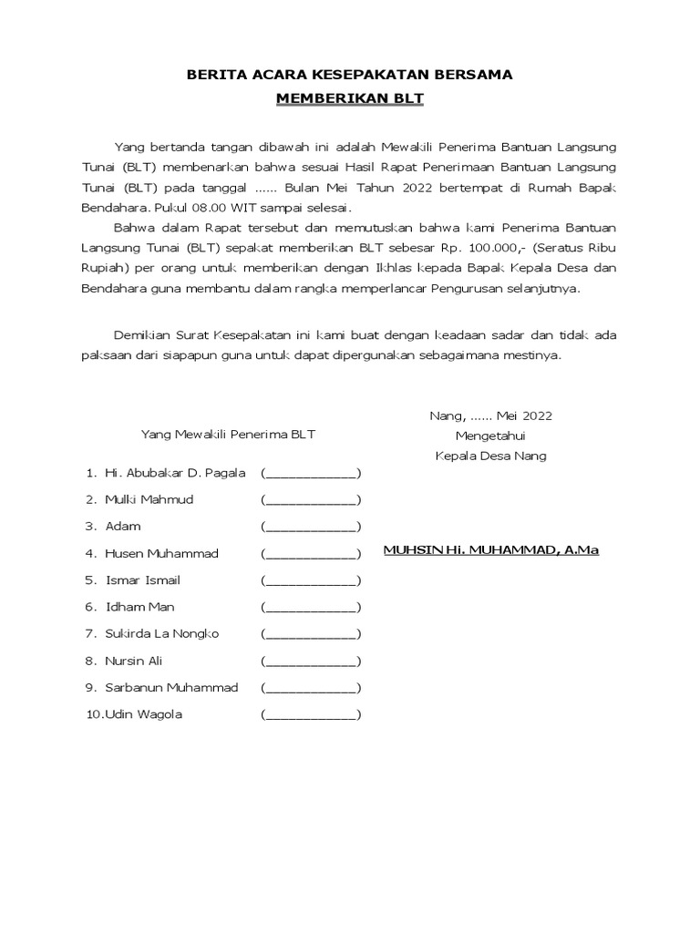 Berita Acara Kesepakatan Bersama | PDF Berita Acara Kesepakatan Bersama | PDF