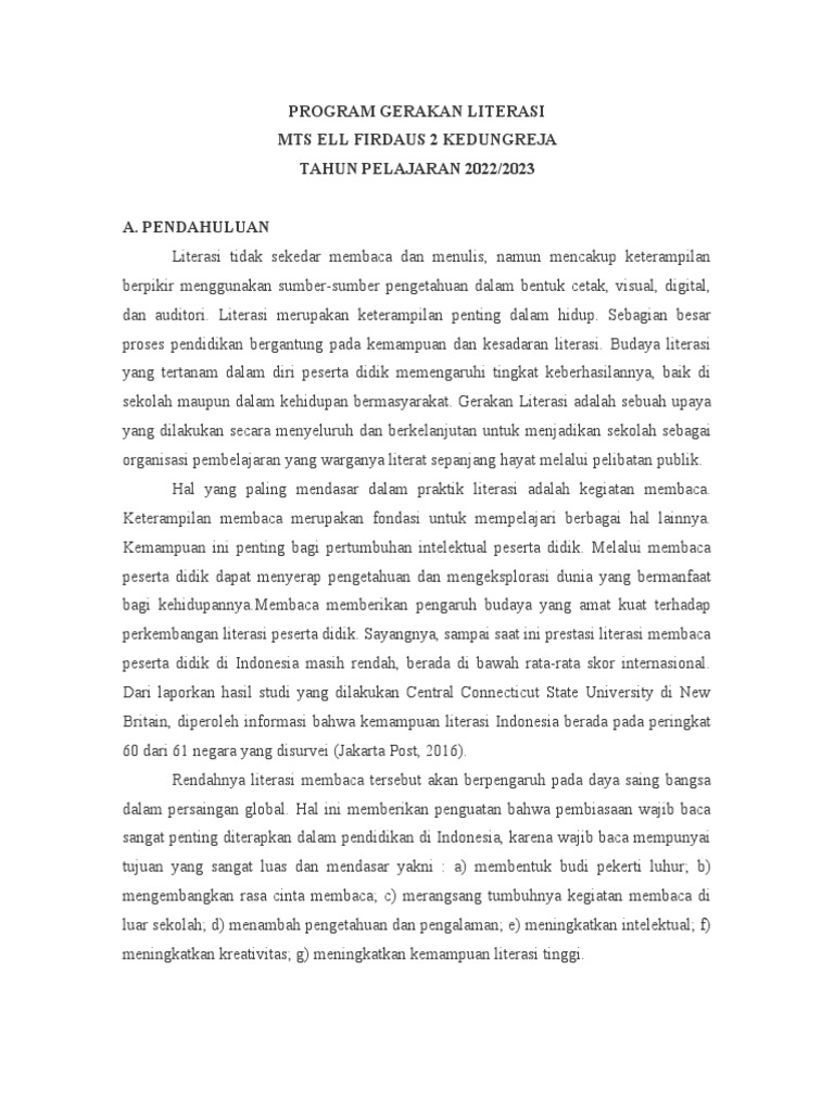 Program Gerakan Literasi Madrasah | PDF | Karier & Perkembangan