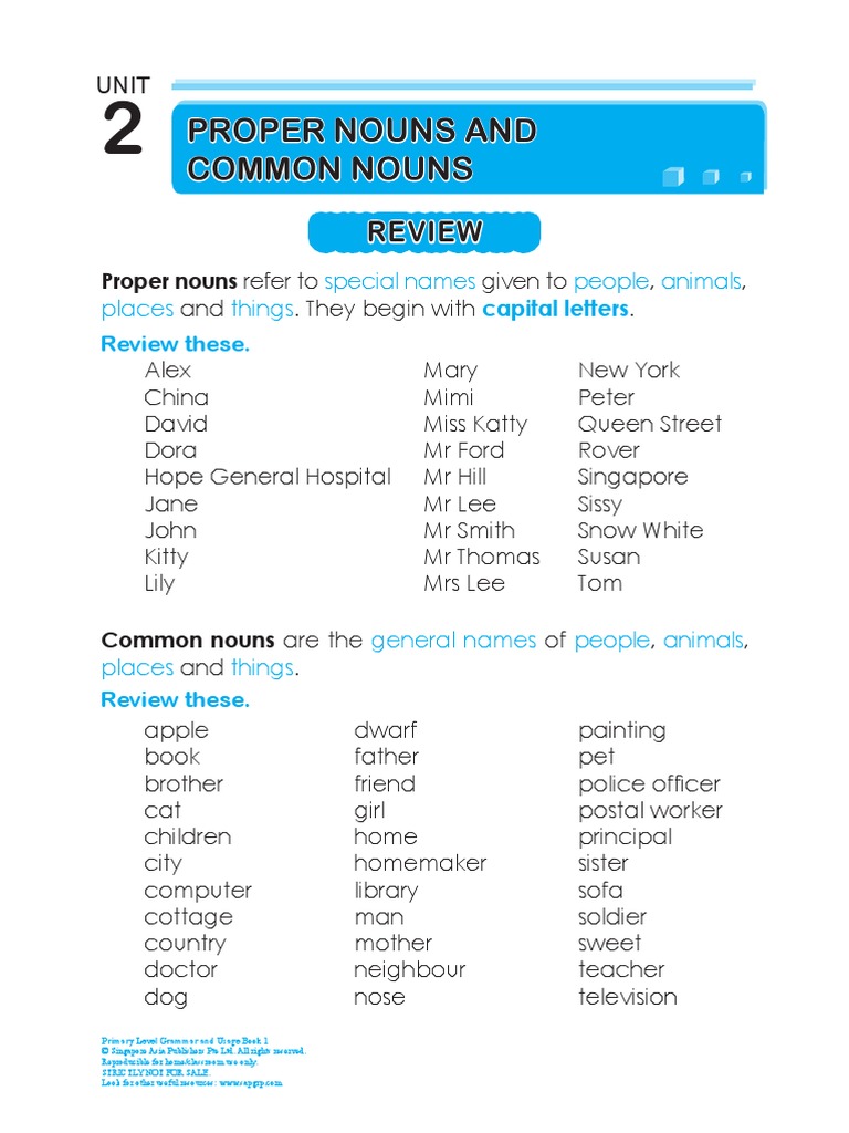 Unit 2 Proper Nouns and Common Nouns | PDF