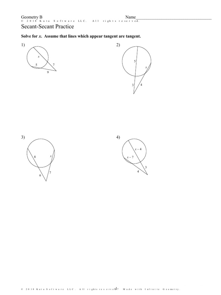 Secant Secant Practice | PDF | Elementary Geometry | Geometry