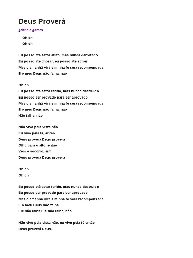 Deus Proverá - Gabriela Gomes | PDF