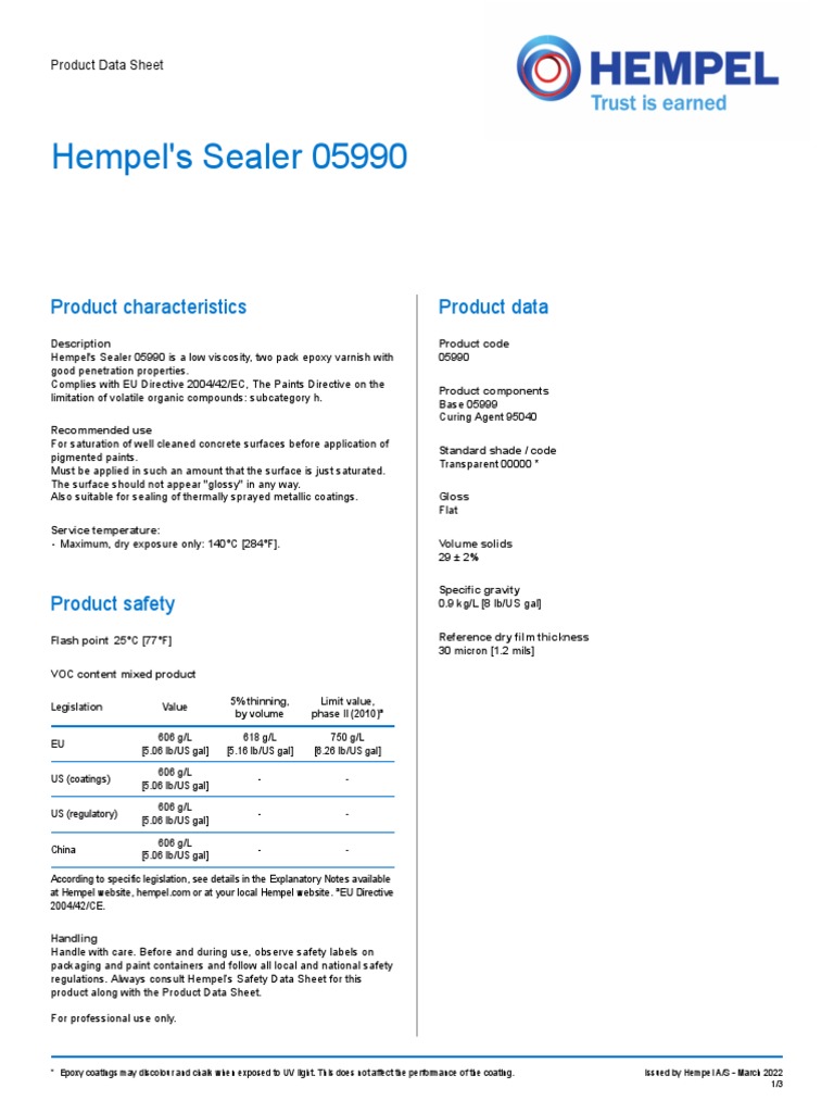 Hempel Sealer 05990 | PDF | Paint | Humidity