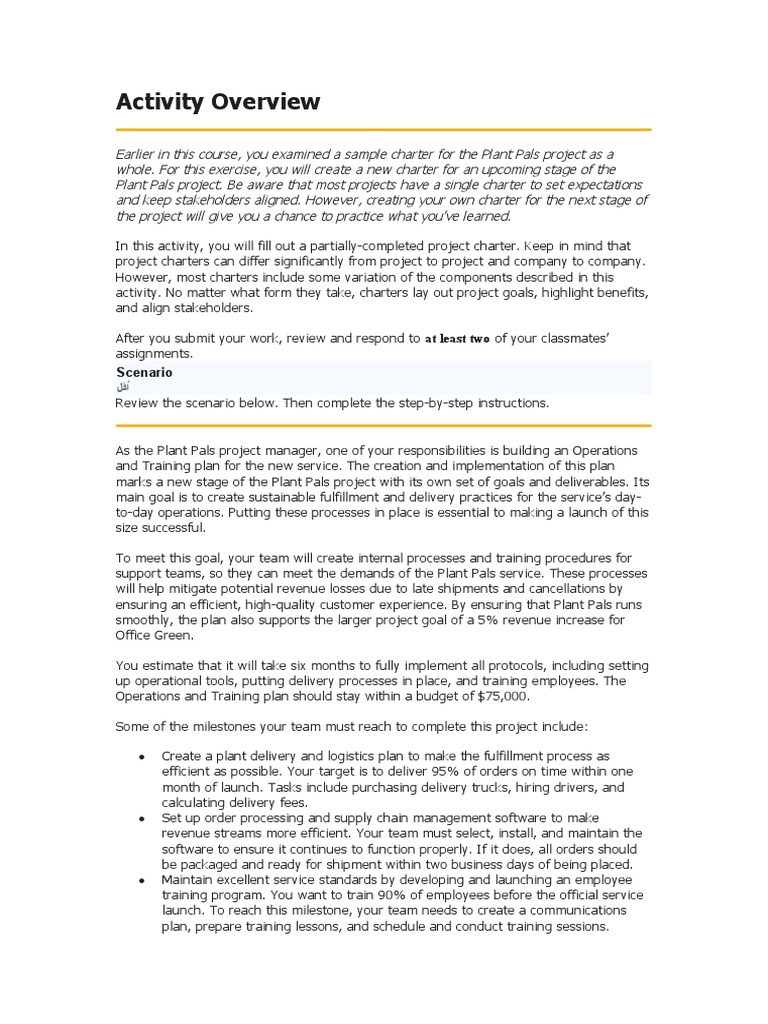 Activity Overview | PDF | Goal | Cost