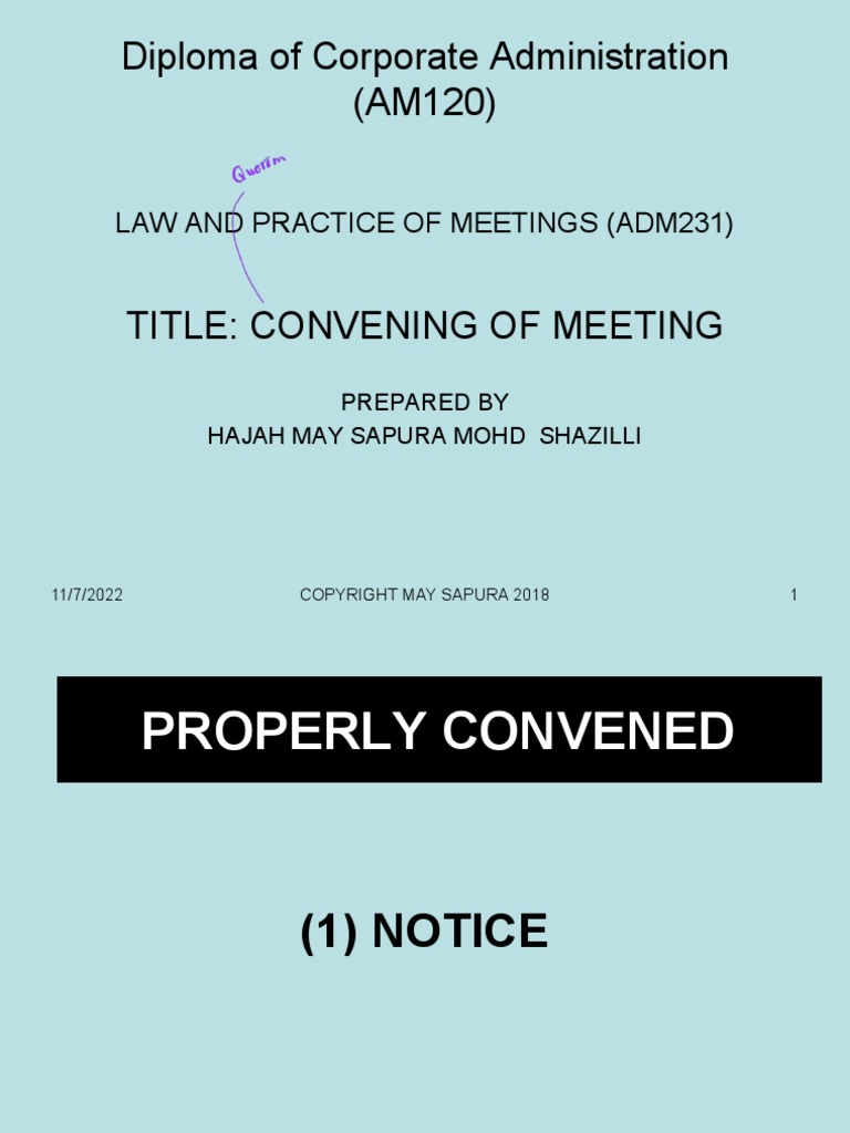 Chapter 4 Convening of Meeting - 221205 - 143337 | PDF | Copyright ...