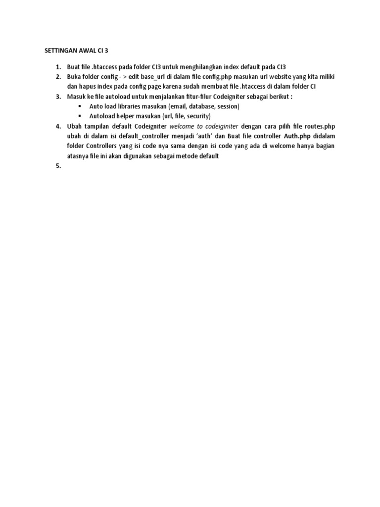 Settingan Awal Pada Ci3 | PDF
