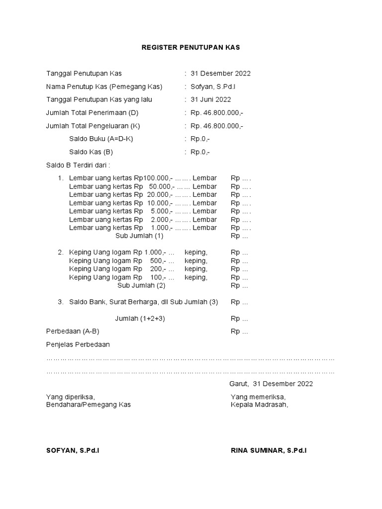 Opname Kas | PDF