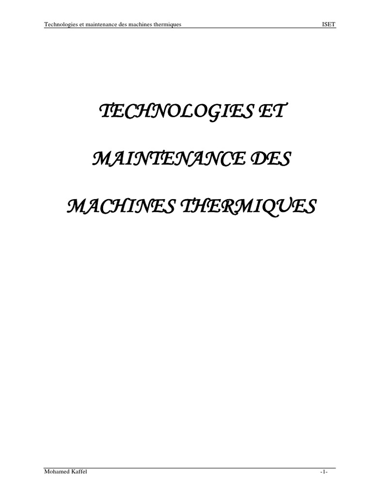 Maintenance des machines thermiques | PDF | Turbine à gaz ...