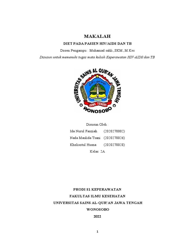 Diet untuk Pasien HIV/AIDS dan TB | PDF