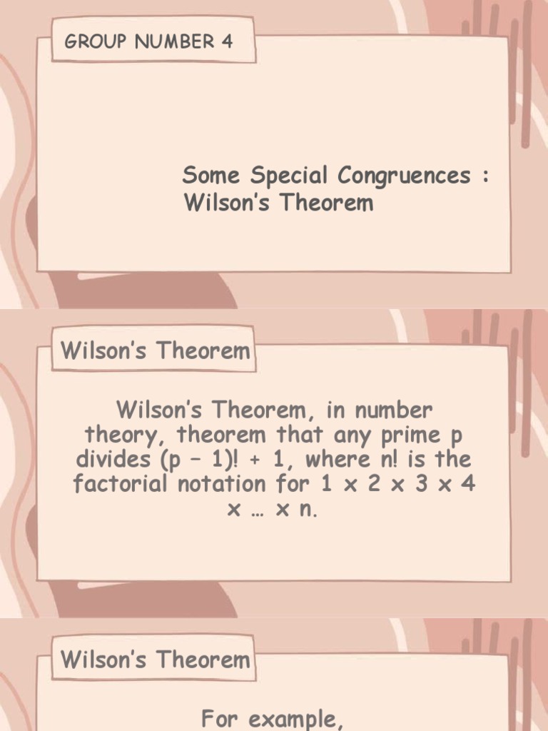 Wilson's Theorem: A Detailed Explanation of How (p-1)! + 1 is Divisible by p for Any Prime ...