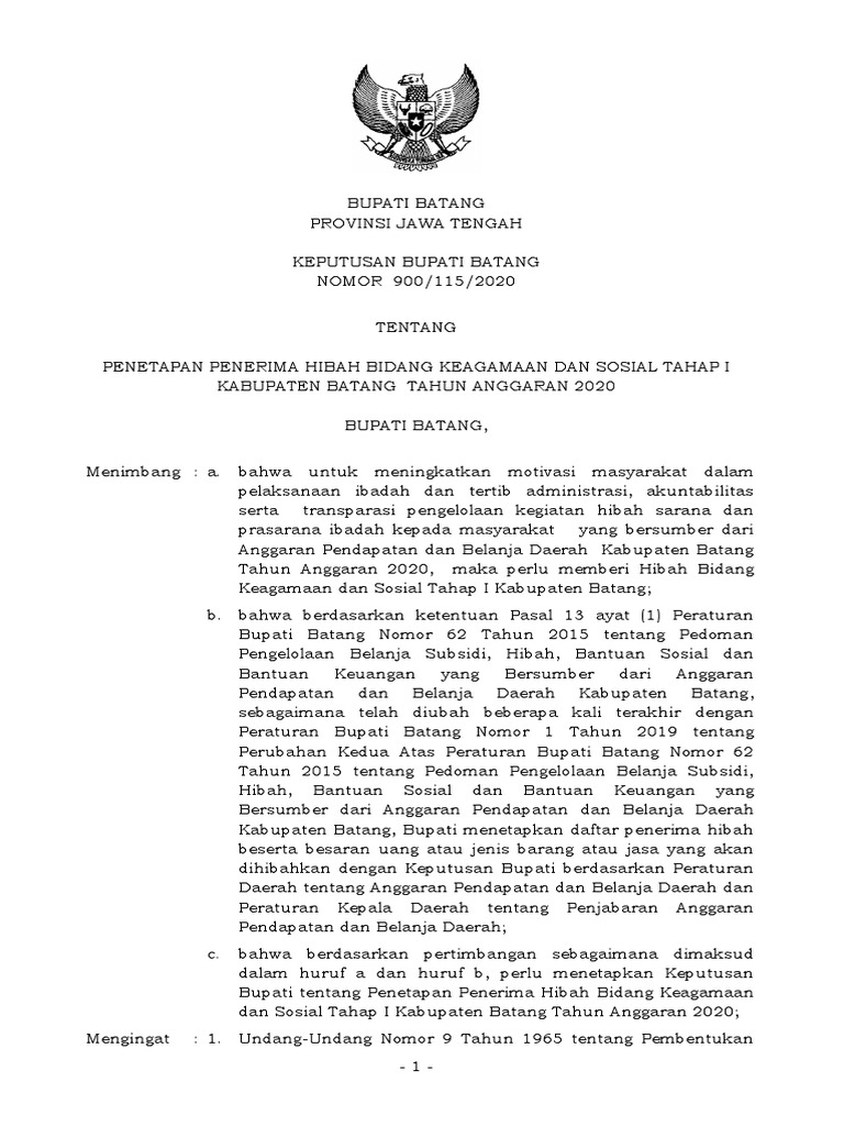 SK Hibah Tahap I-2020 | PDF