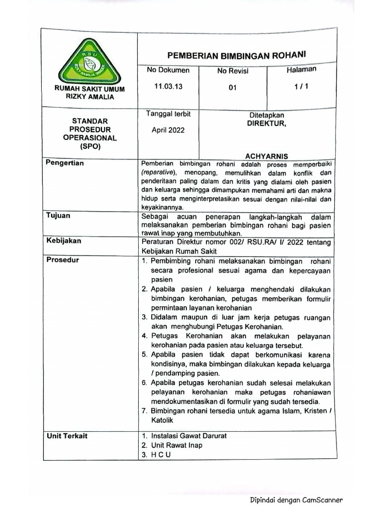 Sop Pemberian Bimbingan Rohani | PDF