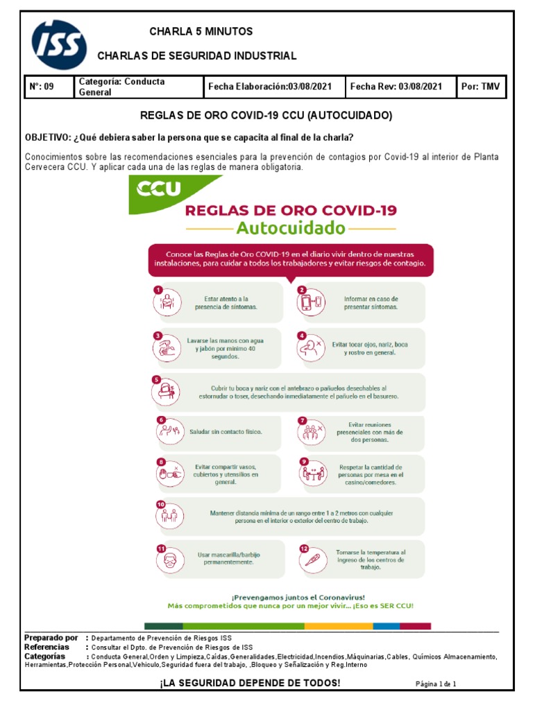 09 Reglas de Oro Covid-19 CCU | PDF