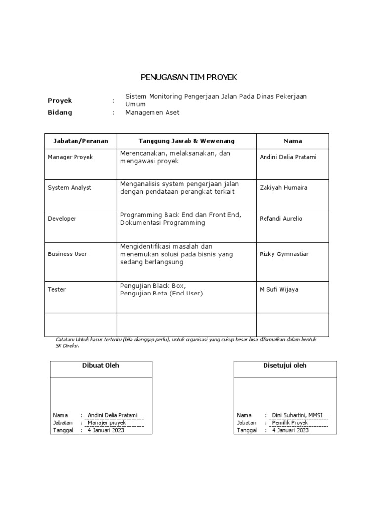 Plan-02 Penugasan Tim Proyek | PDF | Komputer