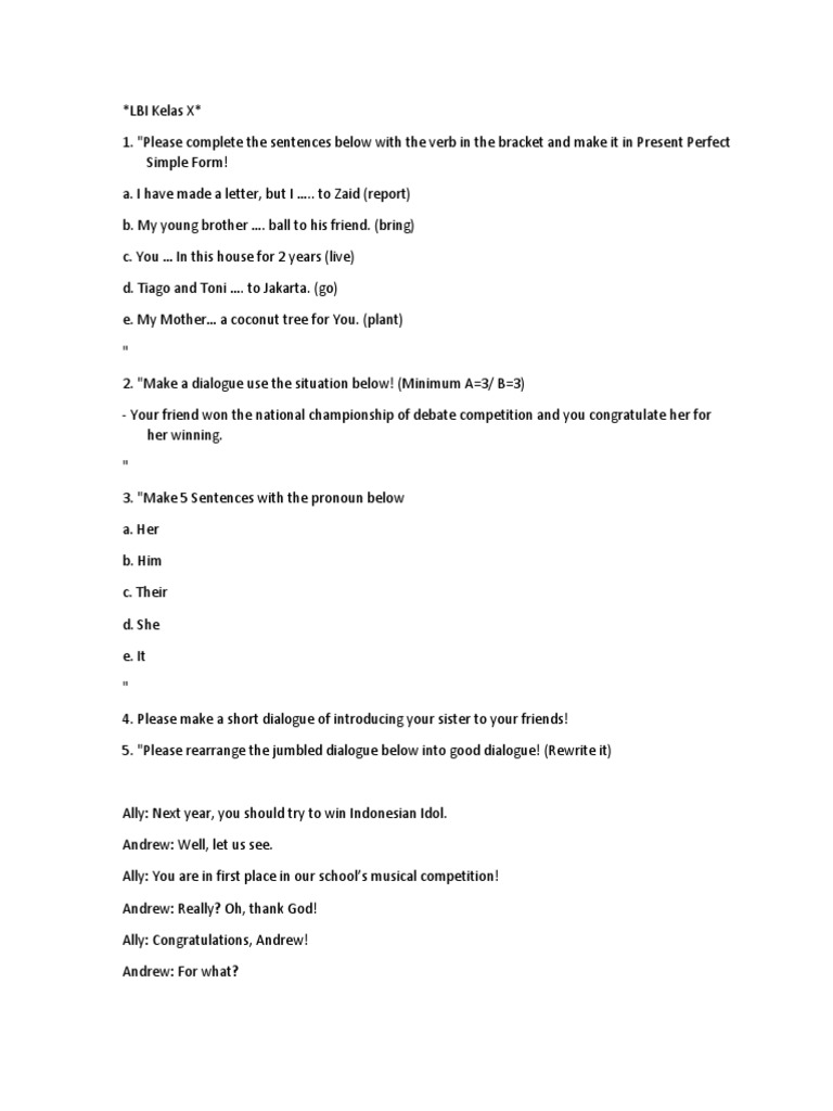 English Language Exercises for Students | PDF