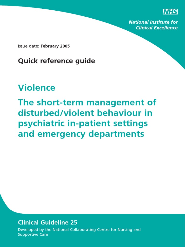 NHS Violence The Short-Term Management of Disturbed/violent Behaviour ...