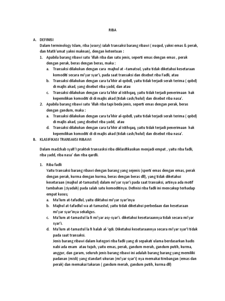 DEFINISI RIBA DALAM ISLAM | PDF