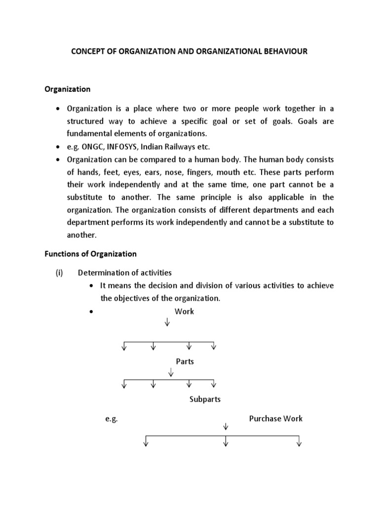 Chapter 1 Concept of Organization and Organizational Behaviour | PDF | Behavior | Organizational ...