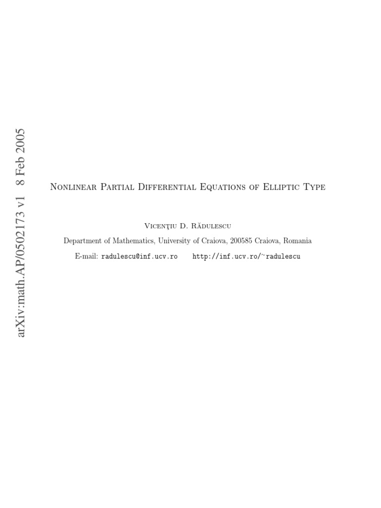 Nonlinear PDEs of Elliptic Type | PDF | Partial Differential Equation | Differential Equations