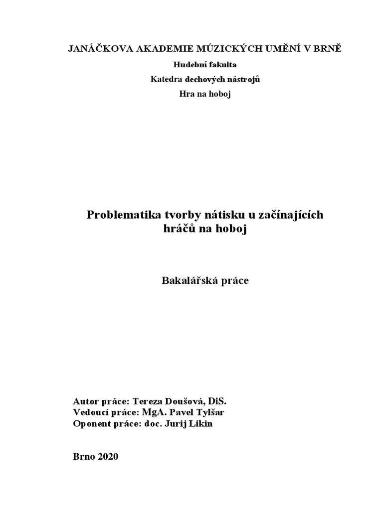 Bakalarska Prace - Tereza Dousova | PDF