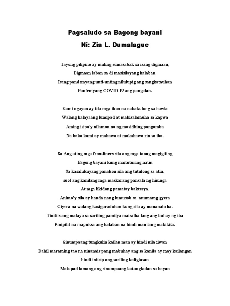 Pagsaludo Sa Mga Bagong Bayani | PDF