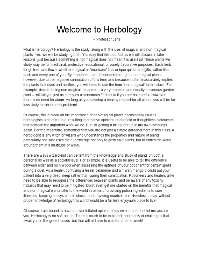 Lesson 1 - Welcome To Herbology | PDF