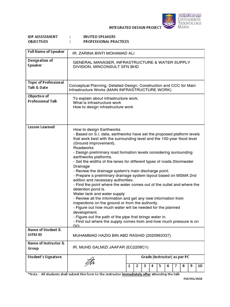 Idp Talk Form - Ir Zarina | PDF