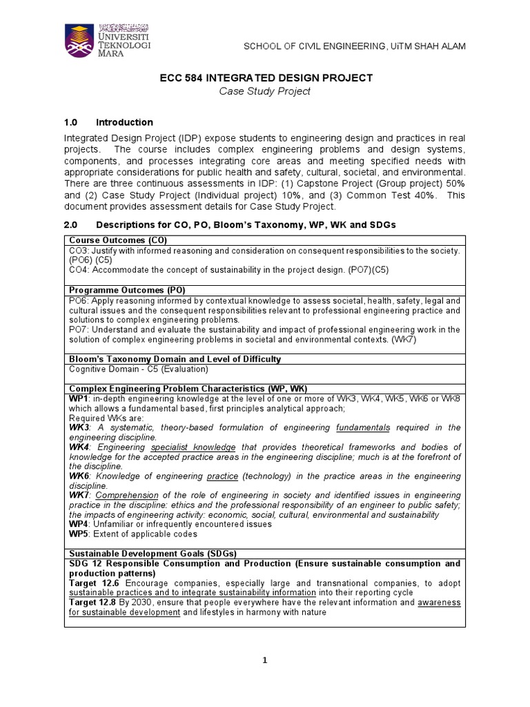Case Study Project Guidelines for Civil Engineering | PDF | Engineering ...