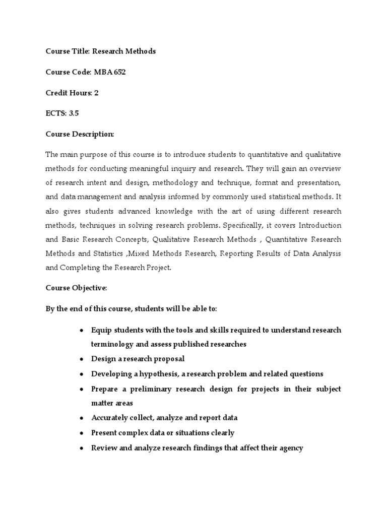 Research Methods Course Overview | PDF | Sampling (Statistics) | Statistics