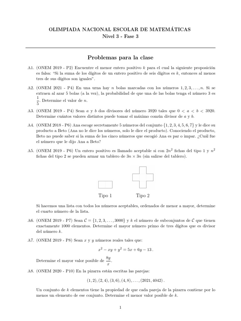 ONEM - Fase 3 Nivel 3 | PDF | Entero | Número natural