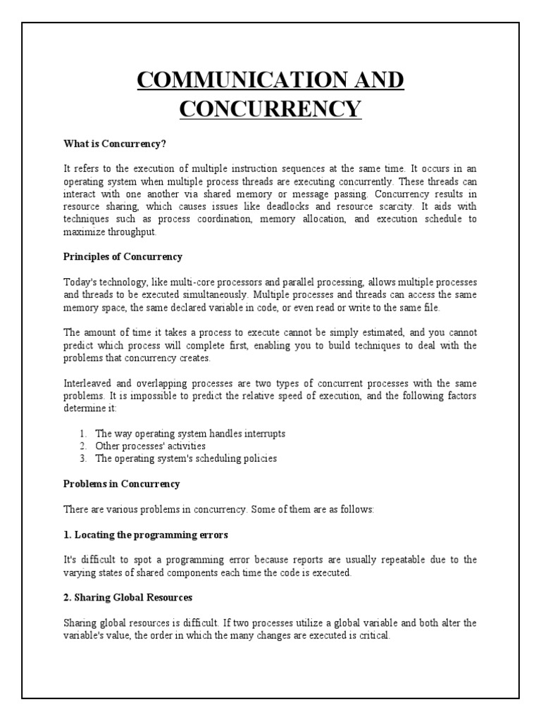 Communication and Concurrency | PDF | Process (Computing) | Thread (Computing)