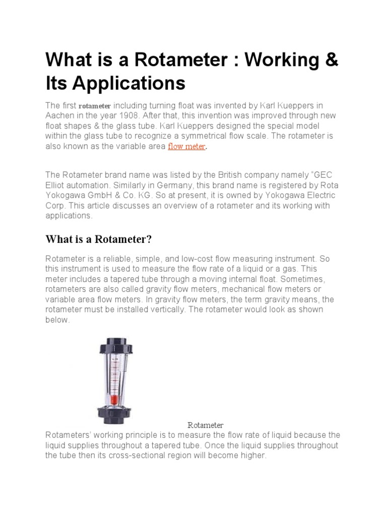 Rotameter - Working & Applications | PDF | Buoyancy | Flow Measurement