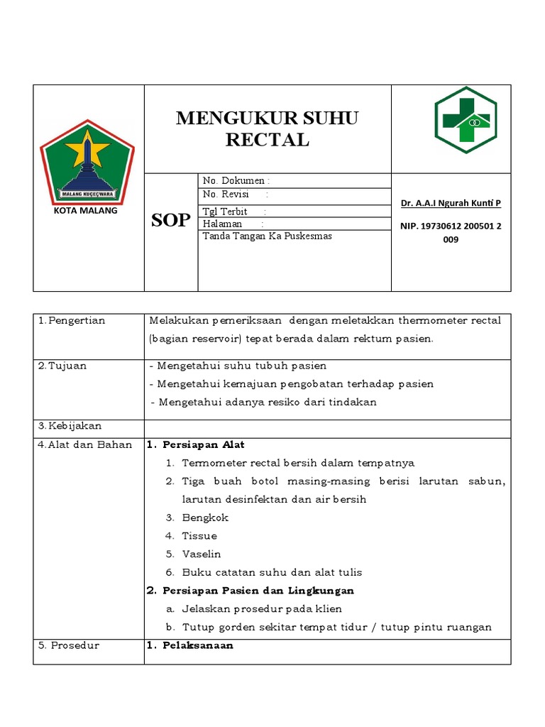 Sop Suhu Rectal Fix | PDF