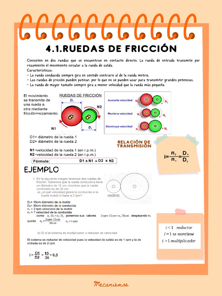 Ruedas de Fricción y Poleas Con Correa Resumen y Ejercicios | PDF | Rueda | Velocidad