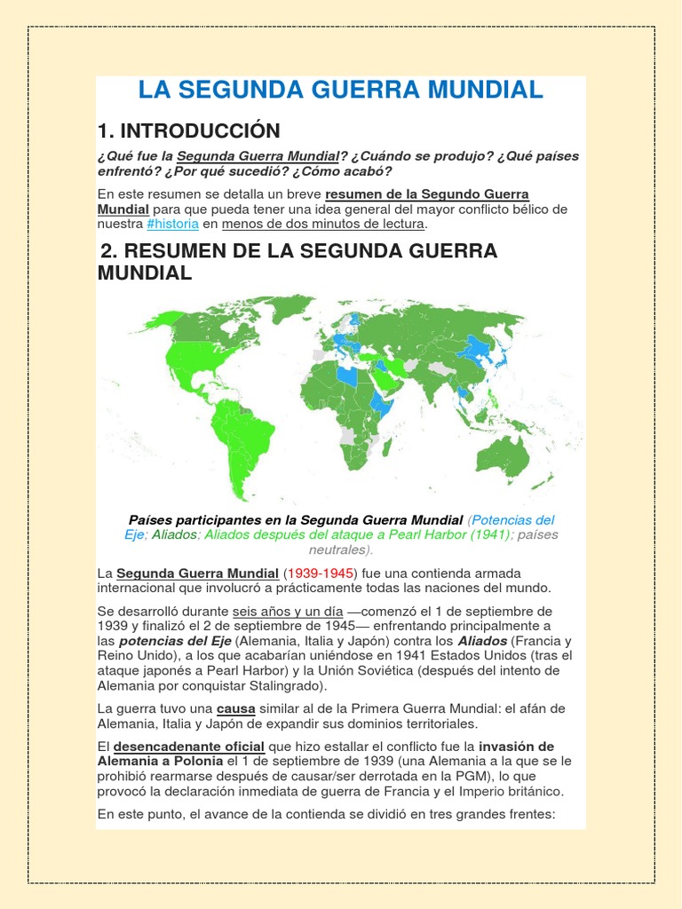 Resumen de La Segunda Guerra Mundial | PDF | Aliados de la Segunda ...
