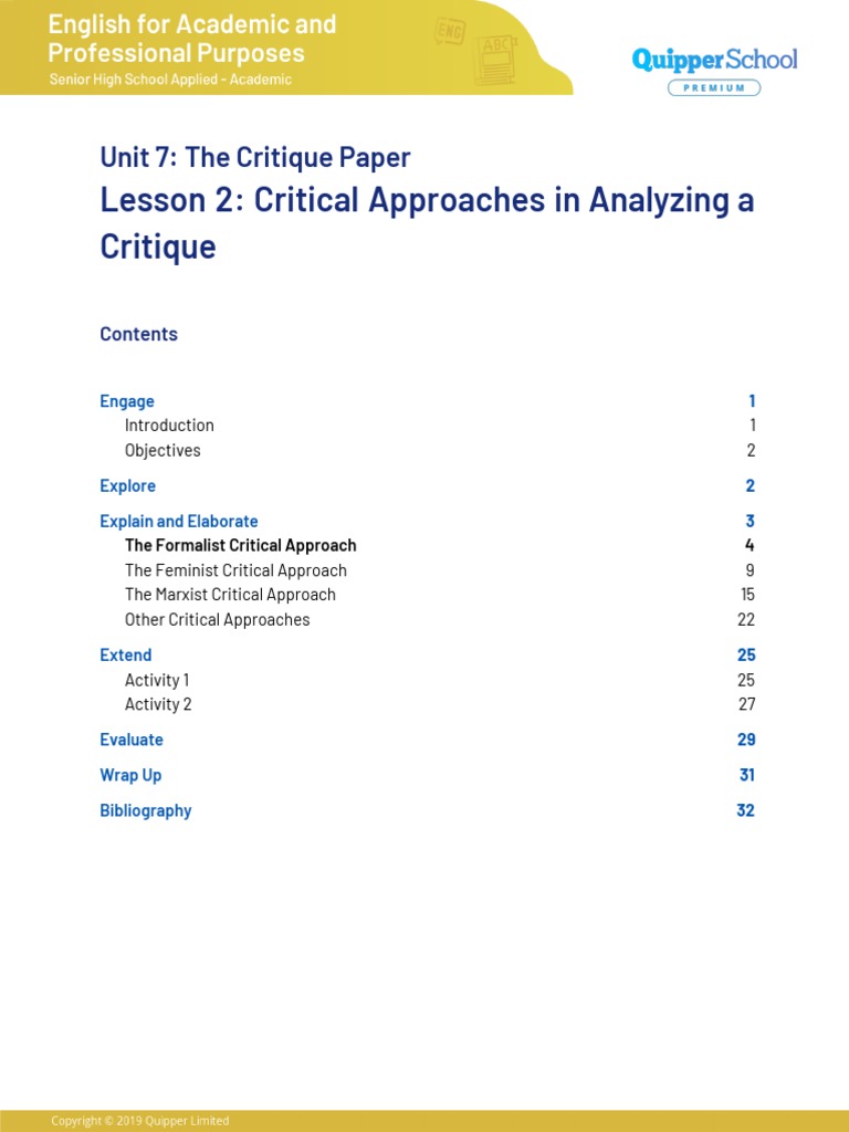PDF (SG) - EAP 11 - 12 - UNIT 7 - LESSON 2 - Critical Approaches in ... PDF (SG) - EAP 11 - 12 - UNIT 7 - LESSON 2 - Critical Approaches in ...