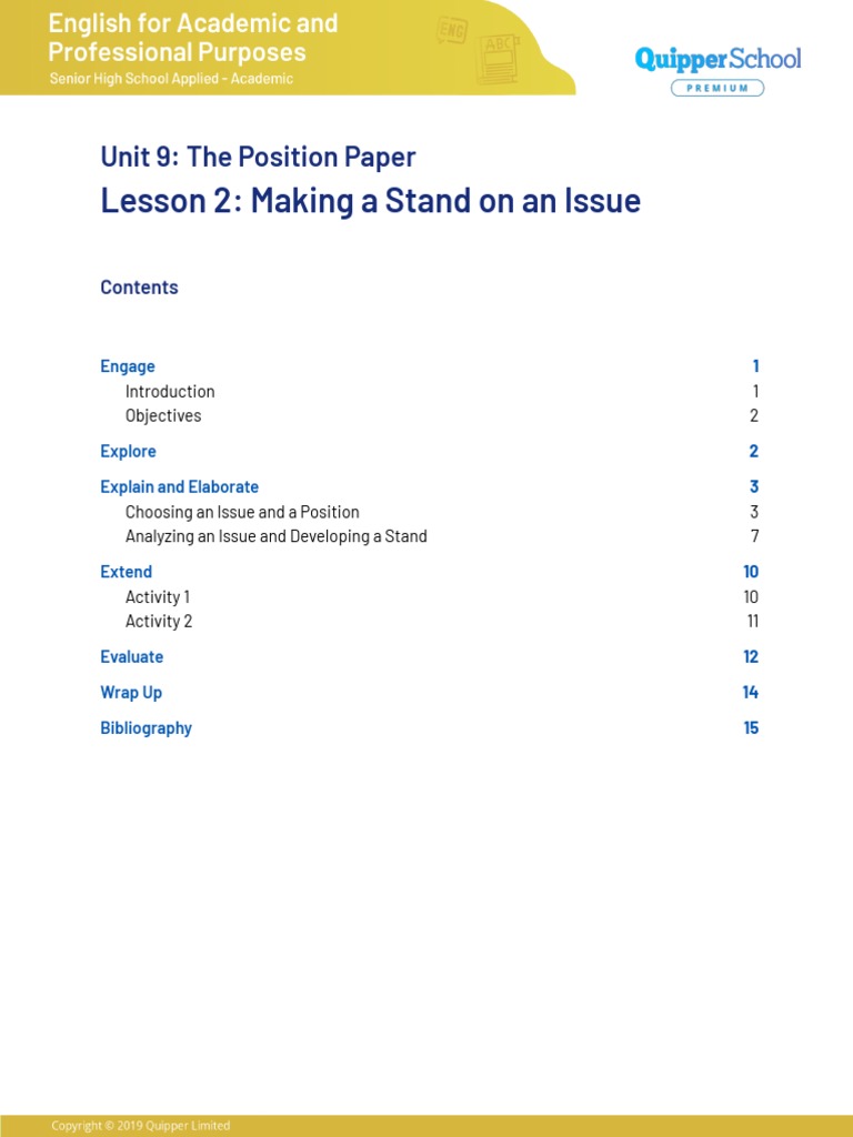 PDF (SG) - EAP 11 - 12 - UNIT 9 - LESSON 2 - Making A Stand On An Issue ...