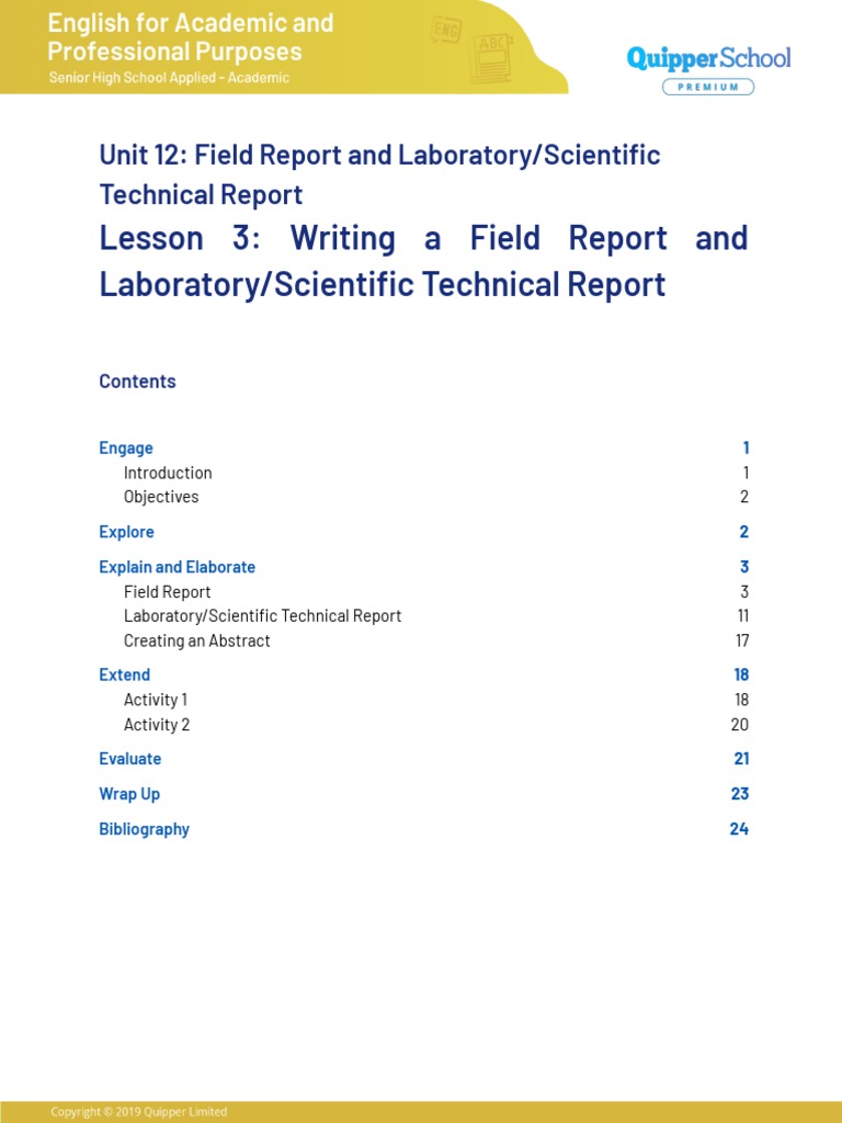 Pdf Sg Eap 11 12 Unit 12 Lesson 3 Writing A Field Report And Laboratory Scientific