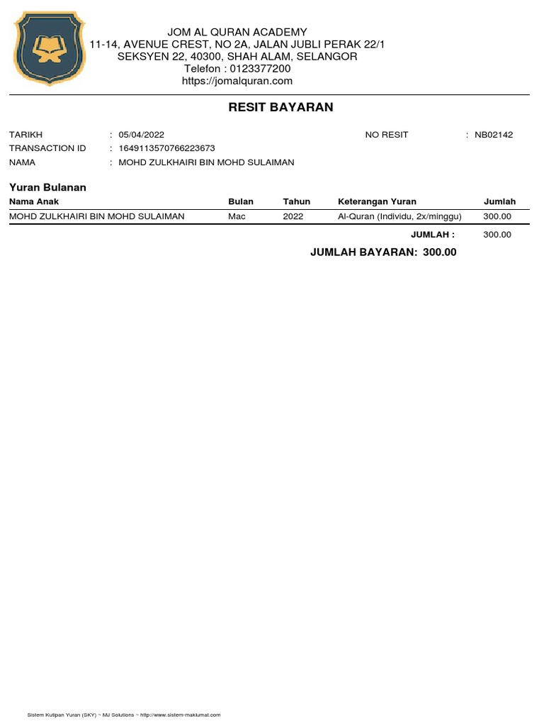 Resit Bayaran | PDF