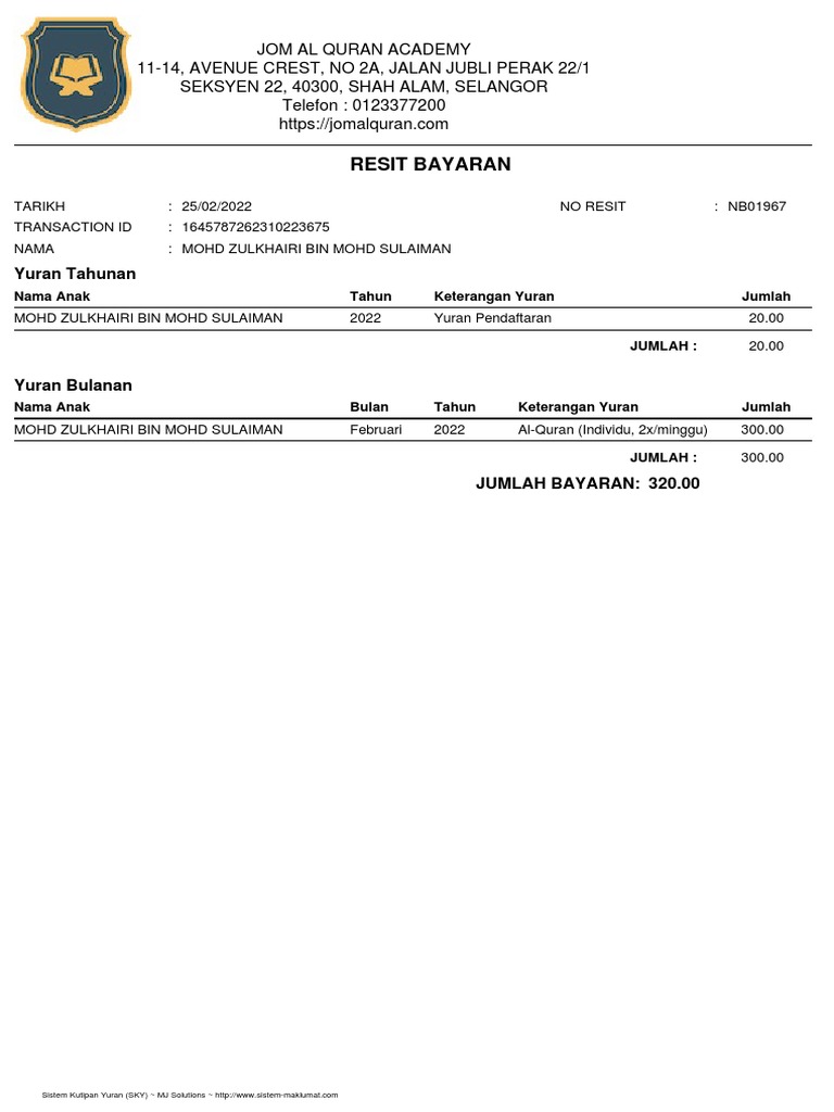 Resit Bayaran | PDF