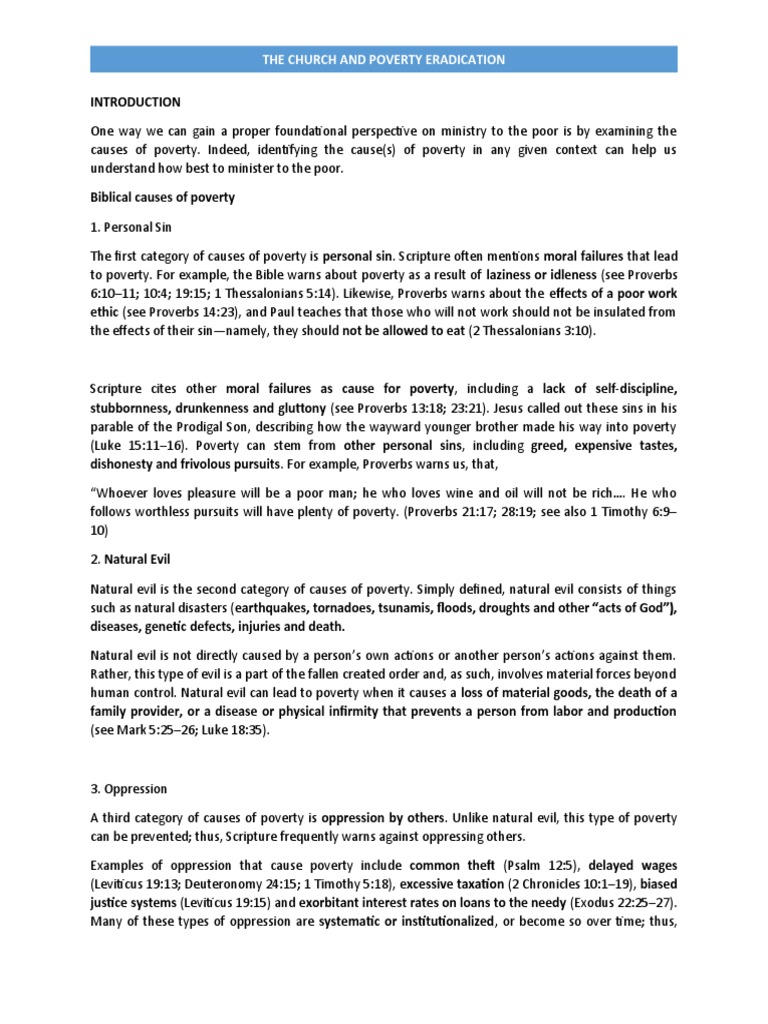 Biblical Causes of Poverty Explained | PDF | Poverty | Poverty ...