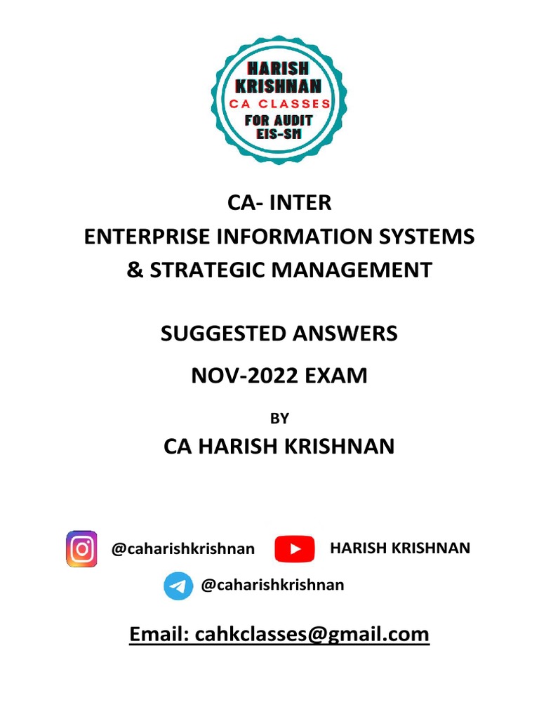 Paper-7-EIS-SM-SUGGESTED ANS-FOR NOV-22 EXAM | PDF | Strategic Management | Enterprise Resource ...