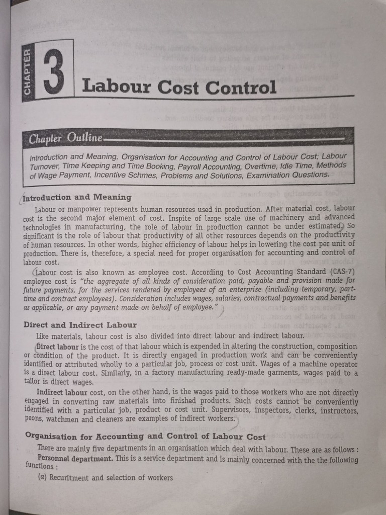 Labour Cost Pdf Piece Work Employment