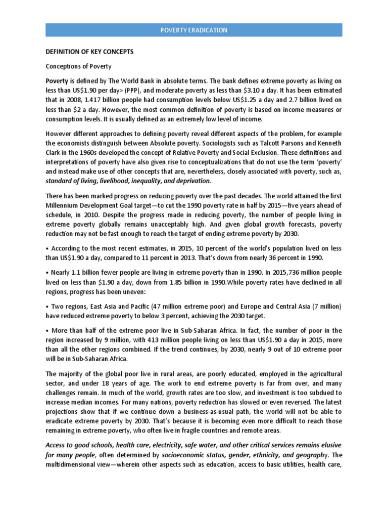 Week 1 Definition of Concepts in Poverty Eradication | PDF | Poverty ...